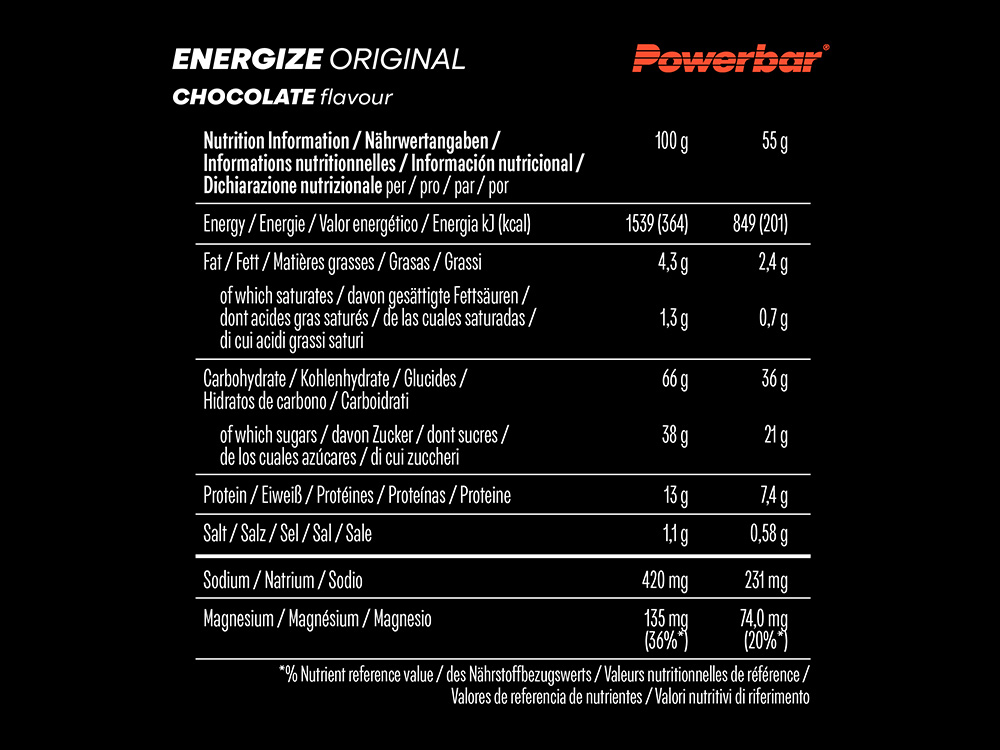 POWERBAR Energy Bar Energize Original Chocolate 55g | 15 Bars Box, 27,50