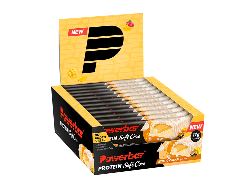 POWERBAR Proteinriegel Soft Core Exotic Cream 48g | 12 Riegel Box